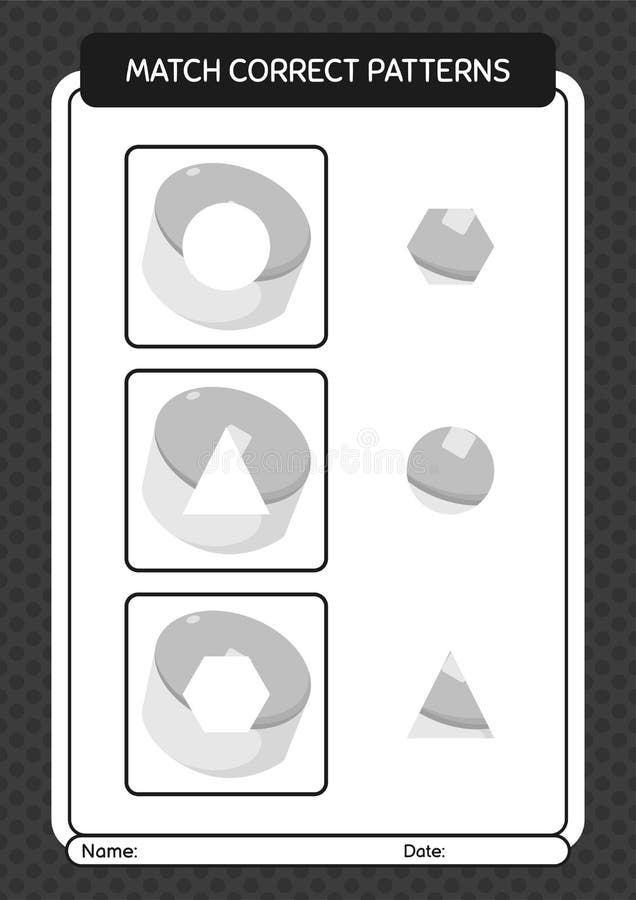 Match Pattern Game with Cap. Worksheet for Preschool Kids, Kids ...