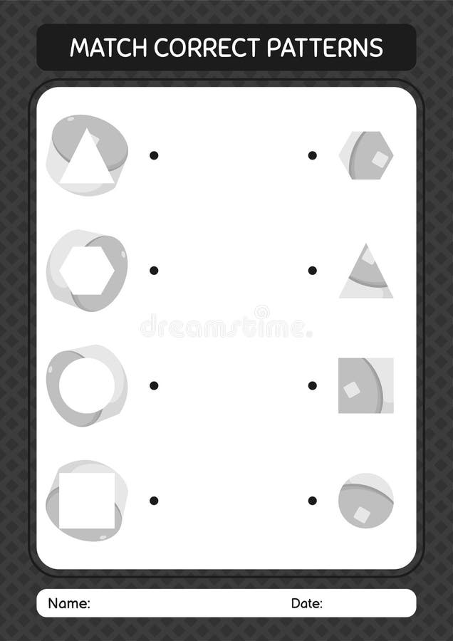 Match Pattern Game with Cap. Worksheet for Preschool Kids, Kids ...