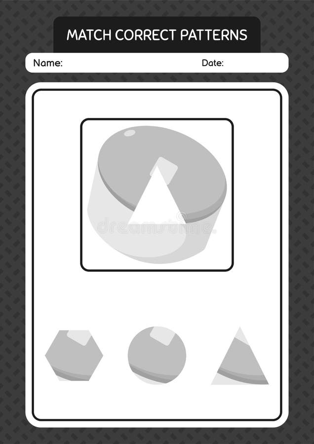 Match Pattern Game with Cap. Worksheet for Preschool Kids, Kids ...