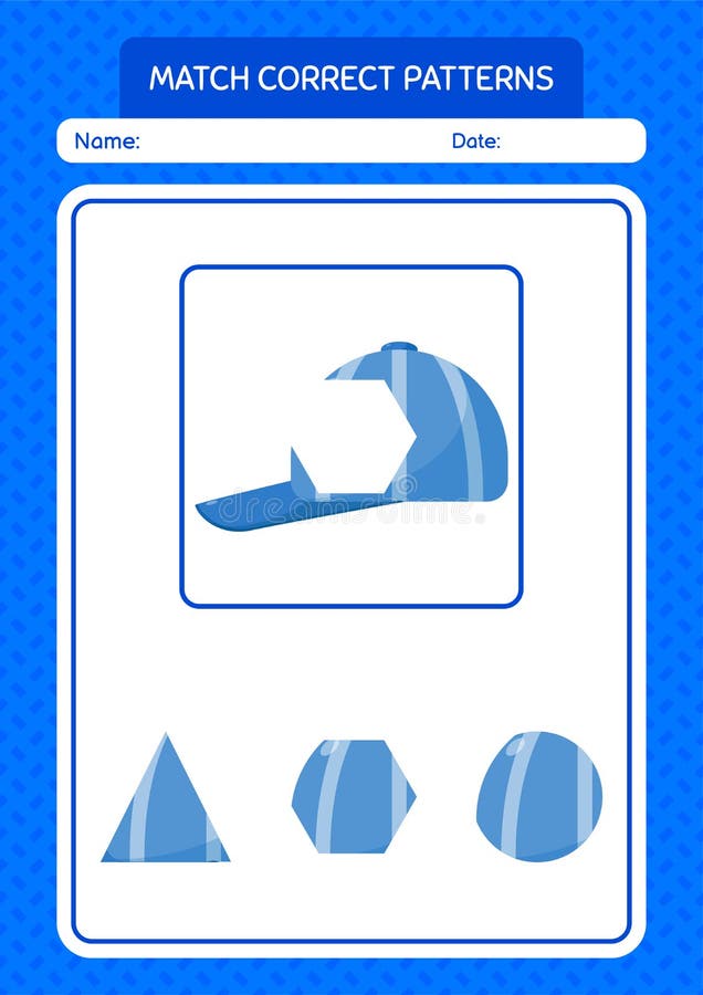 Match Pattern Game with Cap. Worksheet for Preschool Kids, Kids ...
