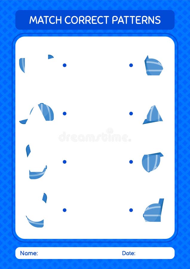 Match Pattern Game with Cap. Worksheet for Preschool Kids, Kids ...