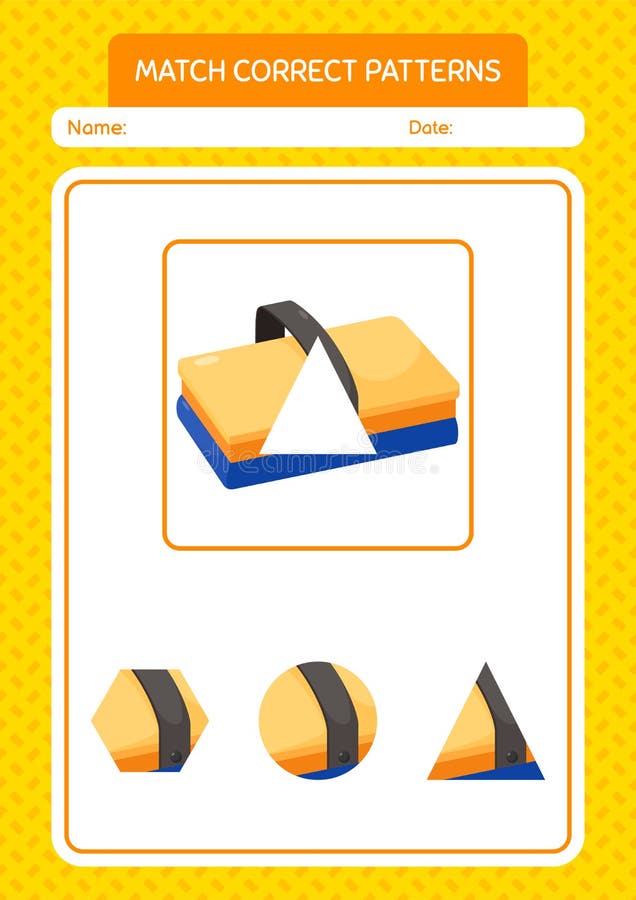 Match Pattern Game with Chalkboard Eraser. Worksheet for Preschool Kids ...