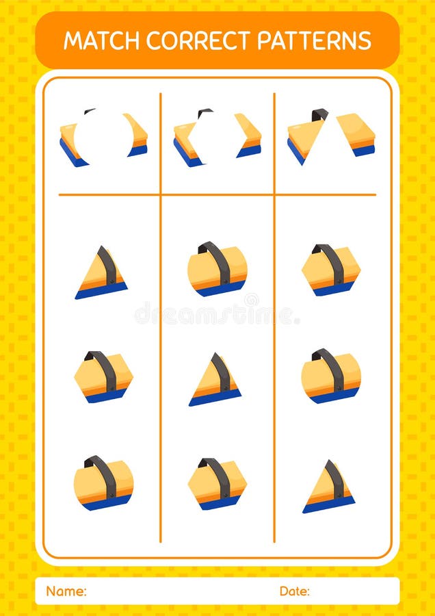 Match Pattern Game with Chalkboard Eraser. Worksheet for Preschool Kids ...