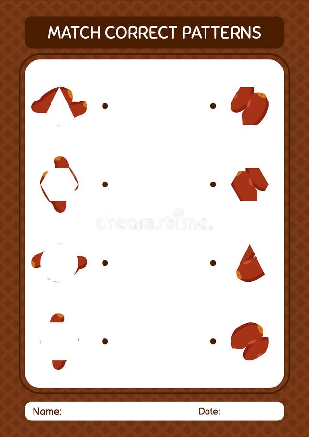 Match Pattern Game with Dates Fruit. Worksheet for Preschool Kids, Kids ...
