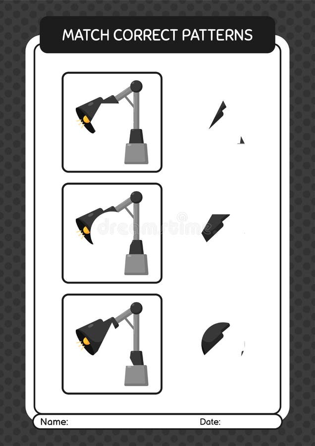 Match Pattern Game with Desk Lamp. Worksheet for Preschool Kids, Kids ...