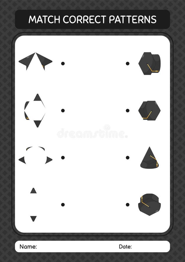 Match Pattern Game with Graduation Cap. Worksheet for Preschool Kids ...