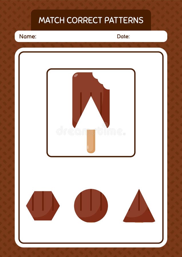 Match Pattern Game with Ice Cream. Worksheet for Preschool Kids, Kids ...