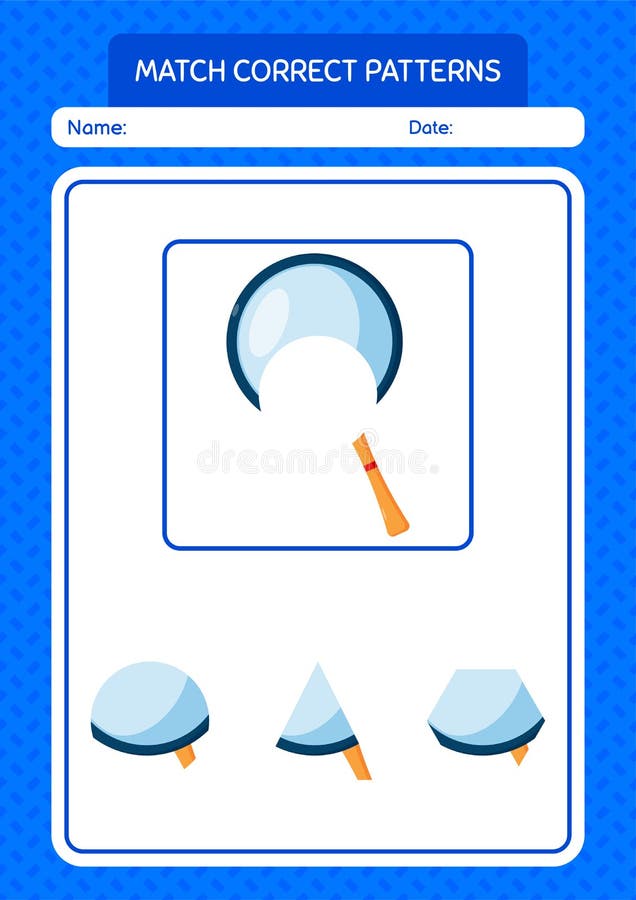 Match Pattern Game with Magnifying Glass. Worksheet for Preschool Kids ...