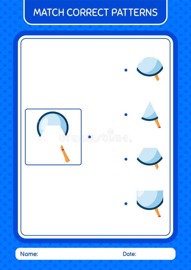 Match Pattern Game with Magnifying Glass. Worksheet for Preschool Kids ...