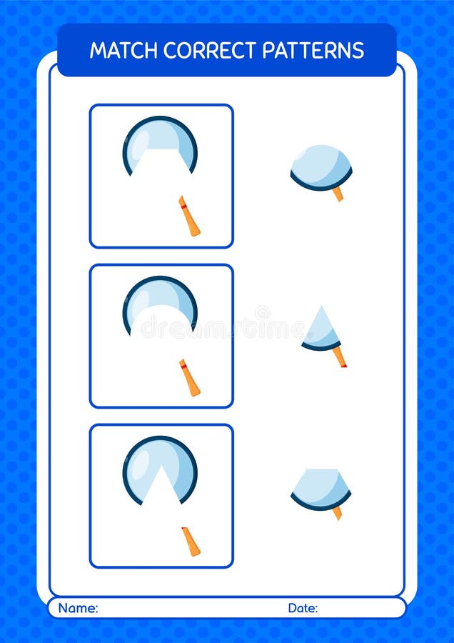 Match Pattern Game with Magnifying Glass. Worksheet for Preschool Kids ...