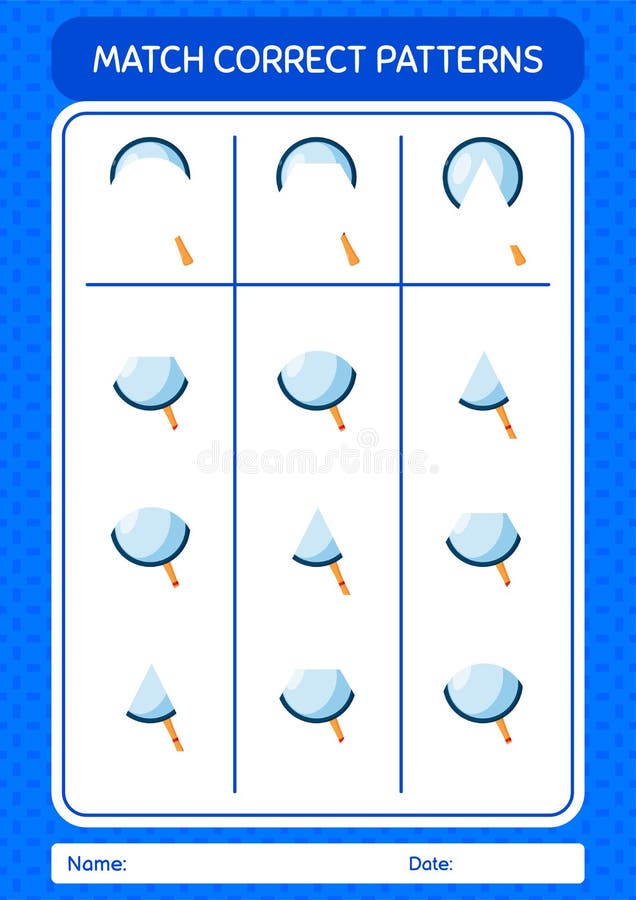 Match Pattern Game with Magnifying Glass. Worksheet for Preschool Kids ...