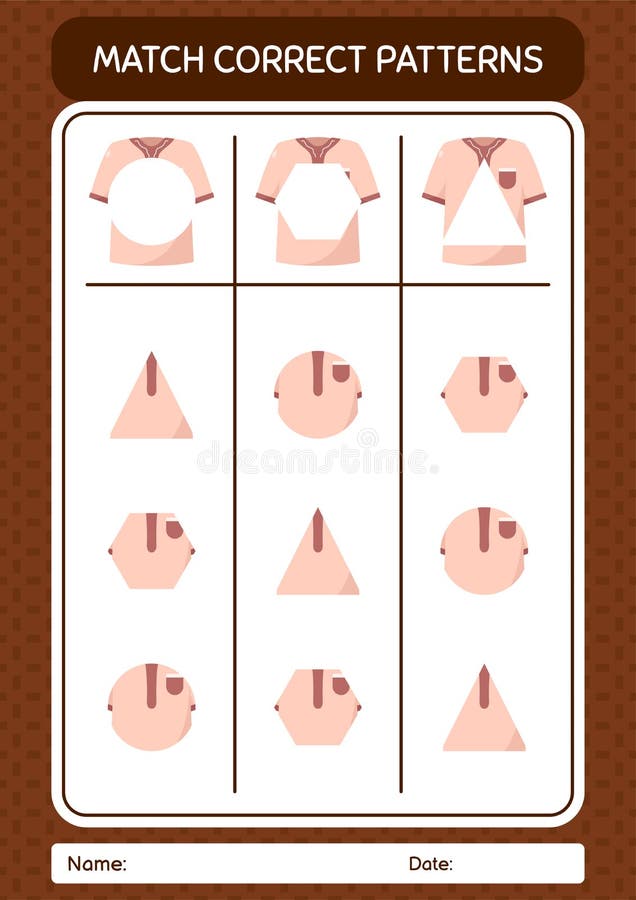 Match Pattern Game with Moslem Shirt. Worksheet for Preschool Kids ...
