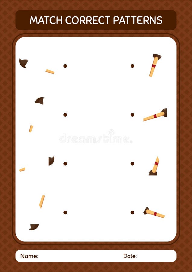 Match Pattern Game with Paint Brush. Worksheet for Preschool Kids, Kids ...