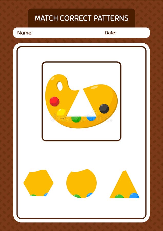 Match Pattern Game with Paint Palette. Worksheet for Preschool Kids ...