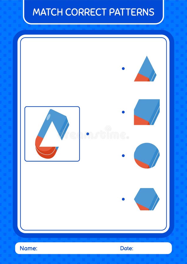 Match Pattern Game with Rubber Eraser. Worksheet for Preschool Kids ...
