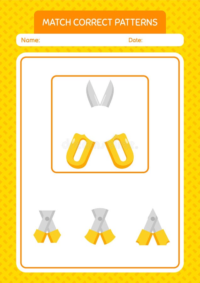 Match Pattern Game with Scissors. Worksheet for Preschool Kids, Kids ...