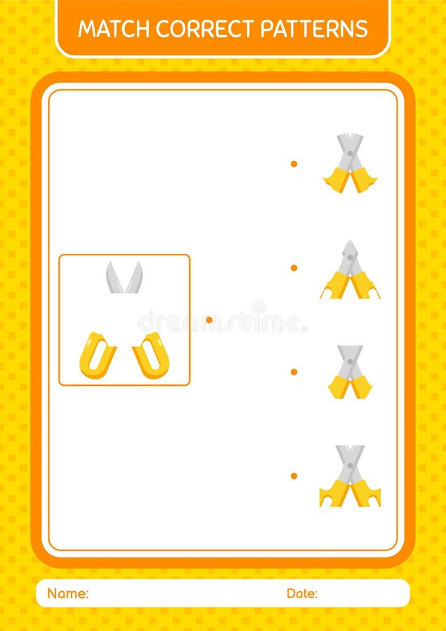 Match Pattern Game with Scissors. Worksheet for Preschool Kids, Kids ...
