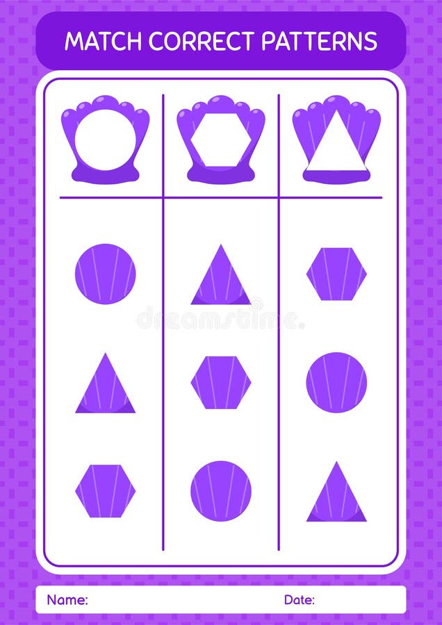 Match Pattern Game with Shells. Worksheet for Preschool Kids, Kids ...