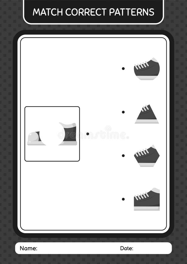 Match Pattern Game with Shoes. Worksheet for Preschool Kids, Kids ...