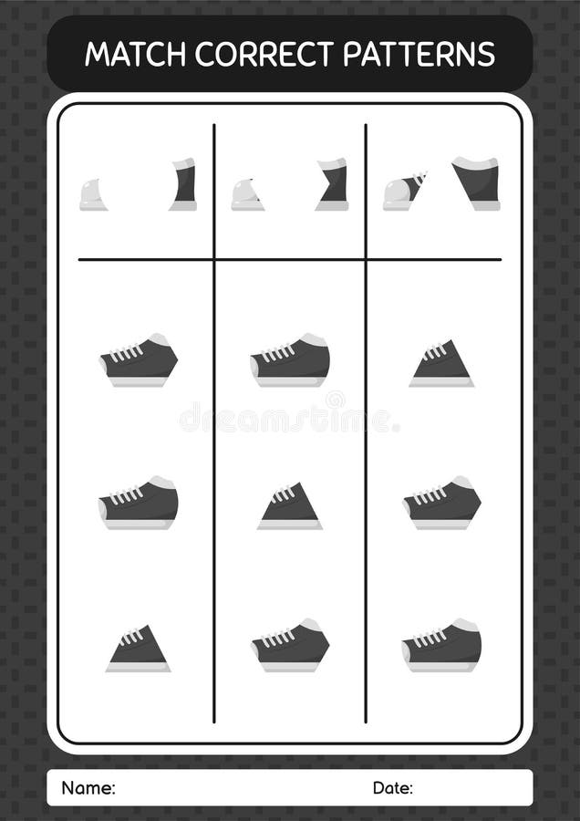 Match Pattern Game with Shoes. Worksheet for Preschool Kids, Kids ...