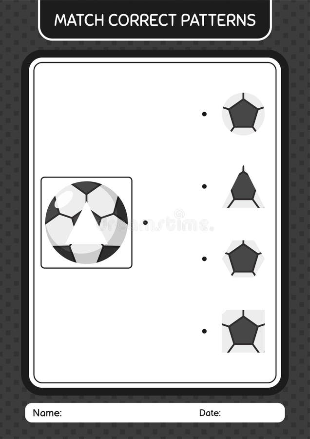 Match Pattern Game with Soccerball. Worksheet for Preschool Kids, Kids ...