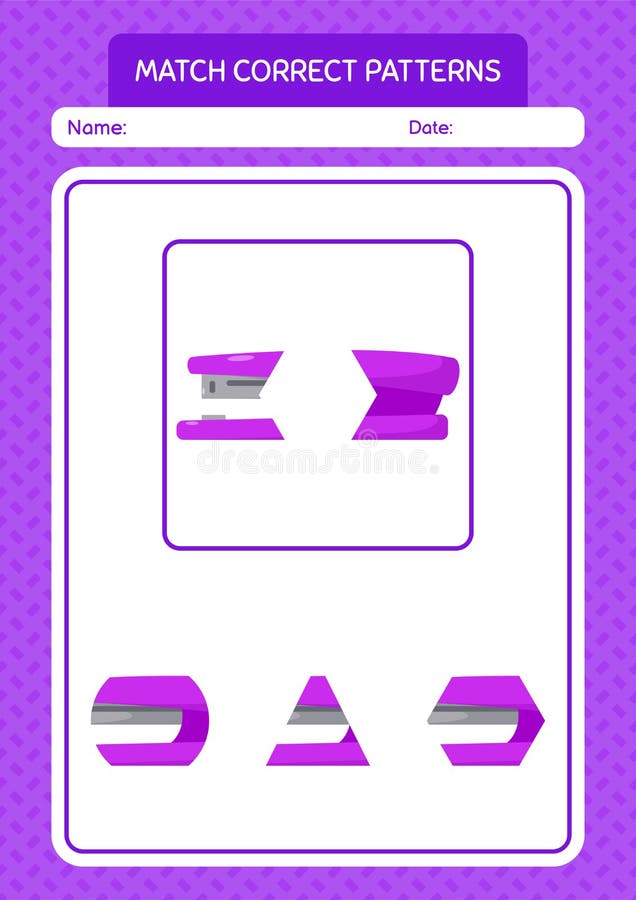 Match Pattern Game with Stapler. Worksheet for Preschool Kids, Kids ...