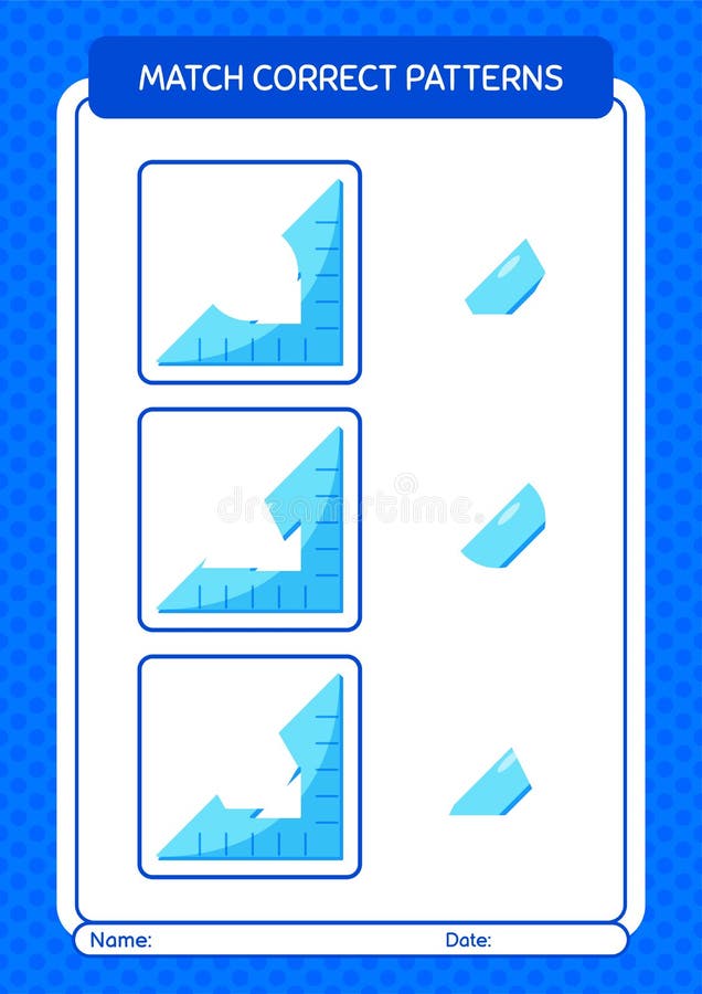 Match Pattern Game with Triangle Ruler. Worksheet for Preschool Kids ...