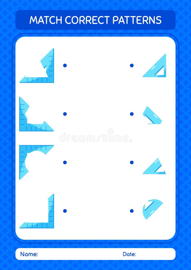 Match Pattern Game with Triangle Ruler. Worksheet for Preschool Kids ...