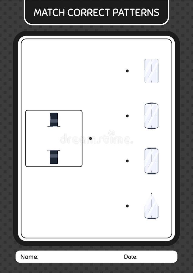 Match Pattern Game with Watch. Worksheet for Preschool Kids, Kids Activity Sheet Stock Vector ...