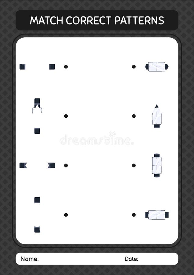 Match Pattern Game with Watch. Worksheet for Preschool Kids, Kids ...