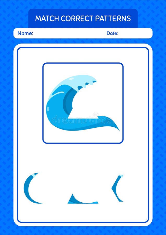 Match Pattern Game with Waves. Worksheet for Preschool Kids, Kids ...