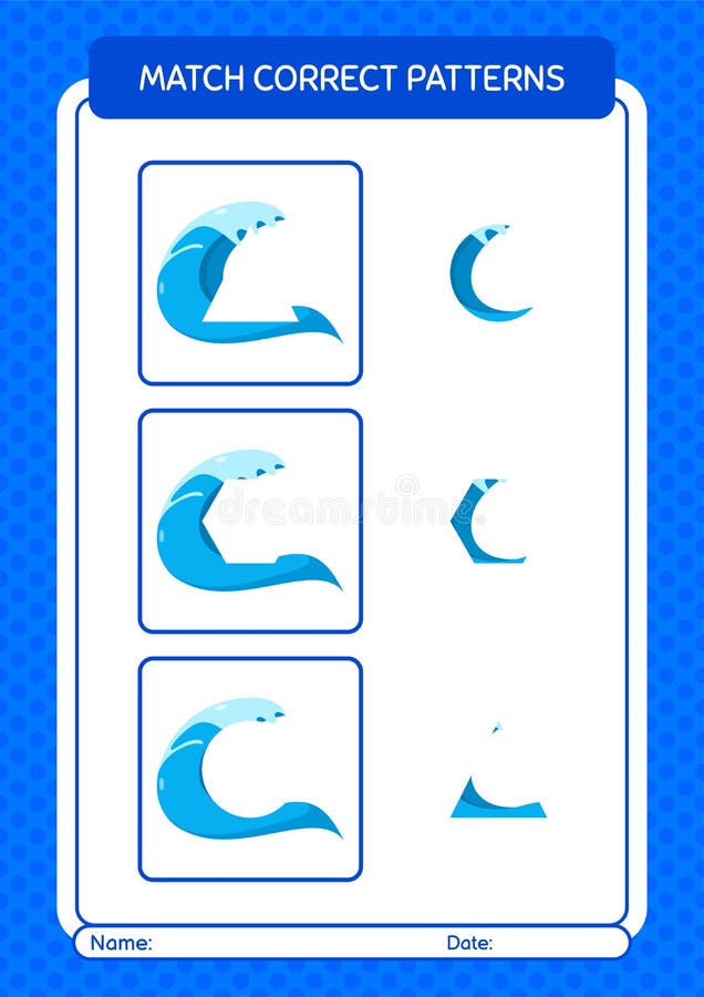 Match Pattern Game with Waves. Worksheet for Preschool Kids, Kids ...