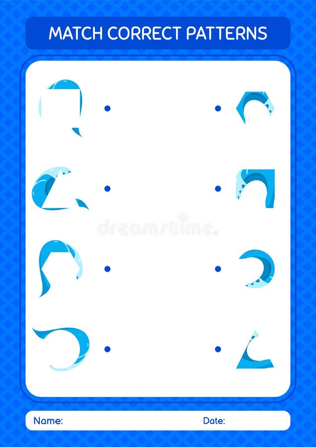 Match Pattern Game with Waves. Worksheet for Preschool Kids, Kids ...