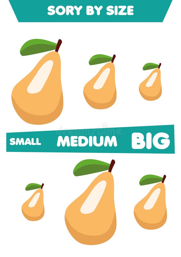Match the Pear by Size. Educational Logical Game for Children Stock ...