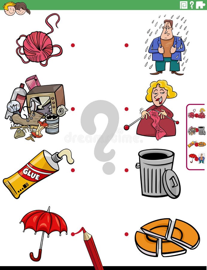 Match People Characters and Objects Educational Task Stock Vector ...