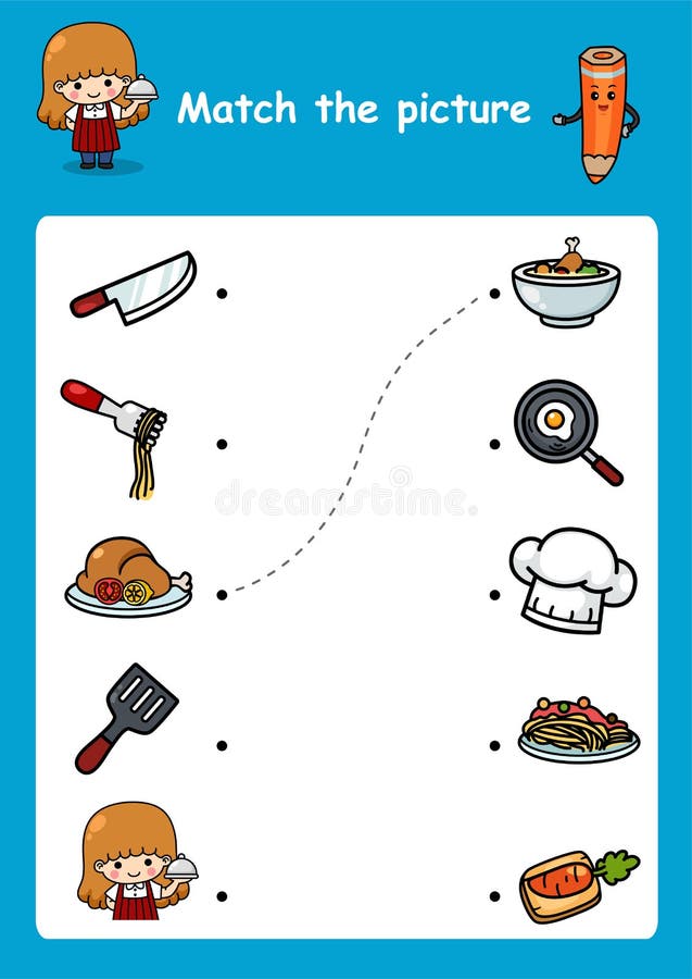 Match the Picture Education Game for Children Stock Vector ...