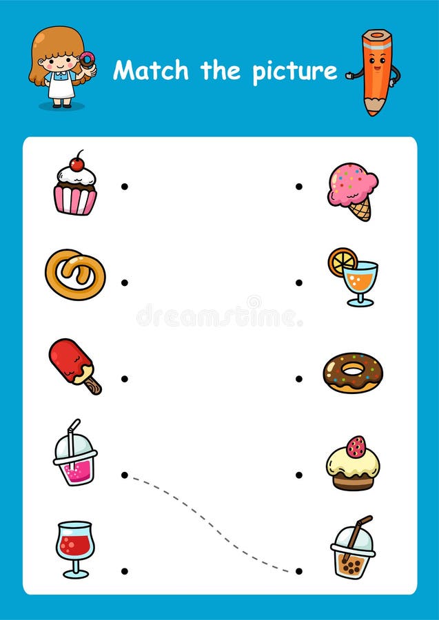 Match the Picture Education Game for Children Stock Vector ...