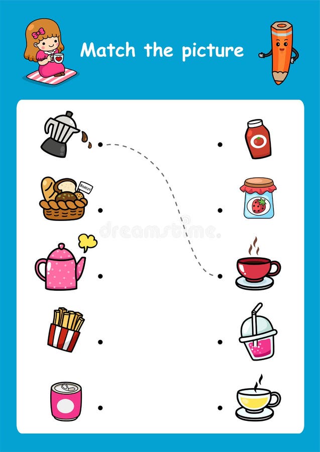 Match the Picture Education Game for Children Stock Vector ...