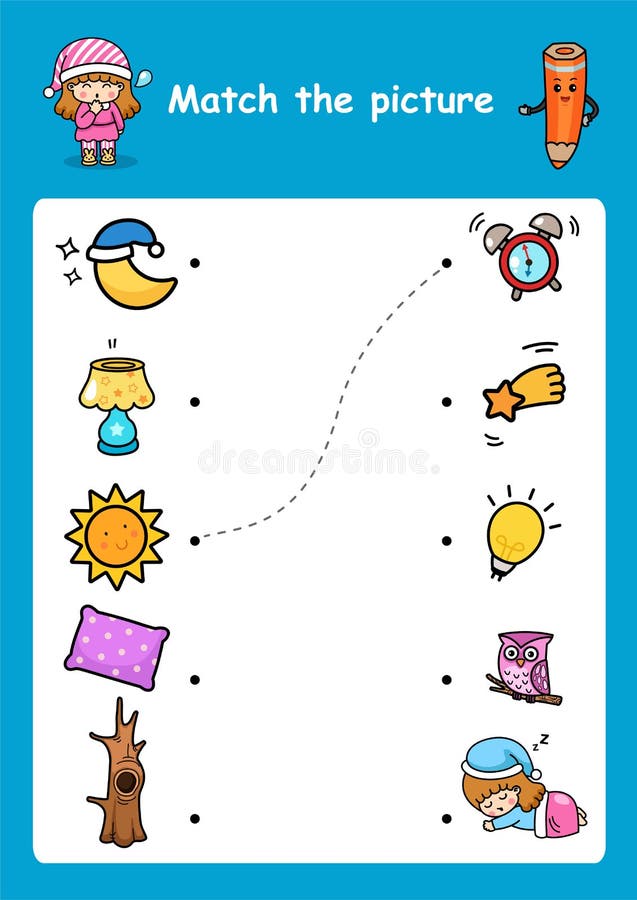 Match the Picture Education Game for Children Stock Vector ...