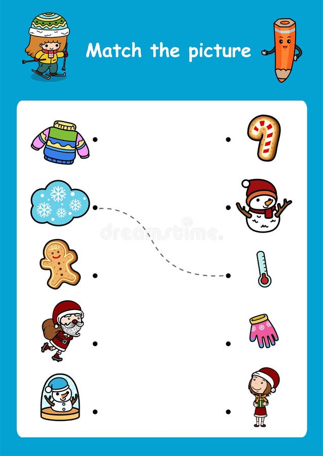 Match the Picture Education Game for Children Stock Vector ...