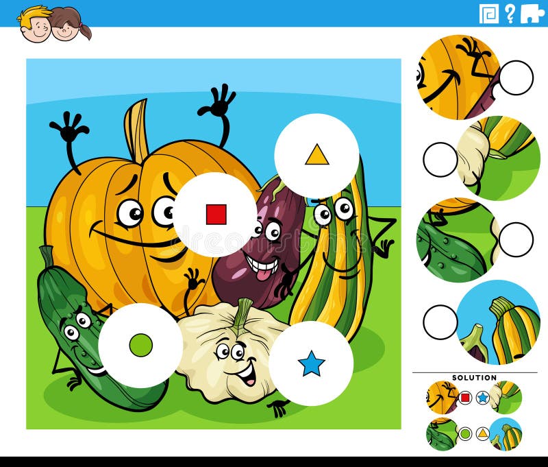 Match the Pieces Activity with Cartoon Vegetable Characters Stock ...