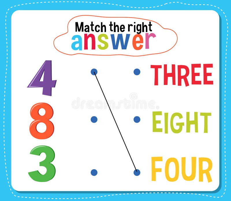 Match the Right Answer Activity for Kids Stock Vector - Illustration of ...