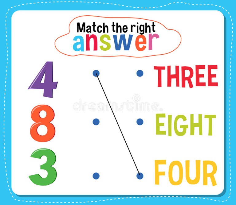 Match the Right Answer Activity for Kids Stock Vector - Illustration of ...
