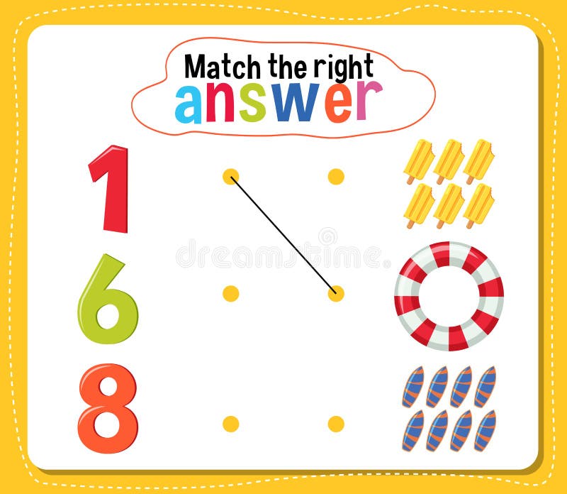 Match the Right Answer Activity for Kids Stock Vector - Illustration of ...