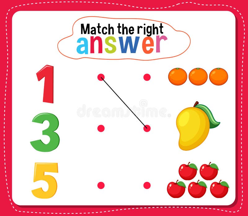Match the Right Answer Activity for Kids Stock Vector - Illustration of ...
