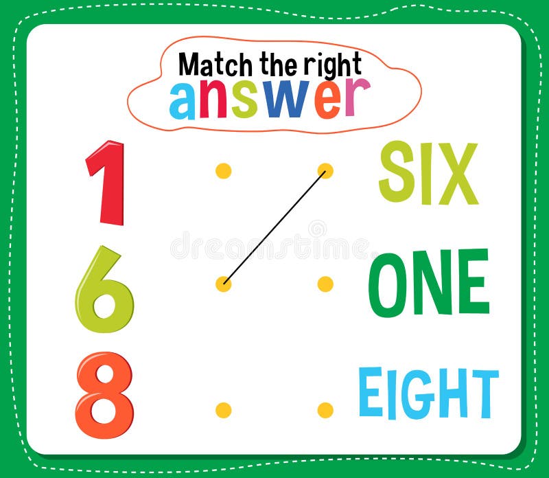 Match the Right Answer Activity for Kids Stock Vector - Illustration of ...