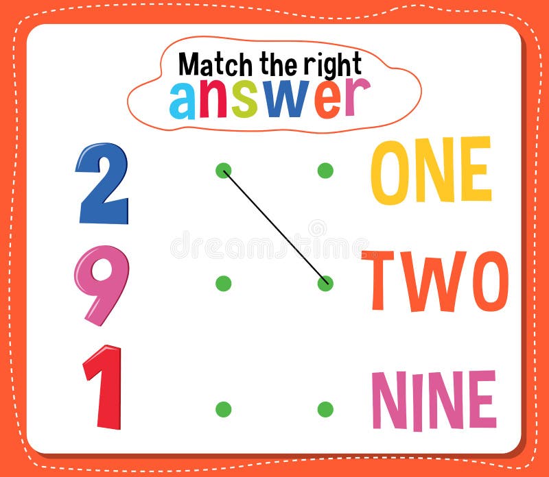 Count and Match Game, Maths Worksheet for Children Stock Vector ...
