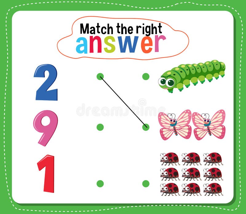 Match the Right Answer Activity for Kids Stock Vector - Illustration of ...