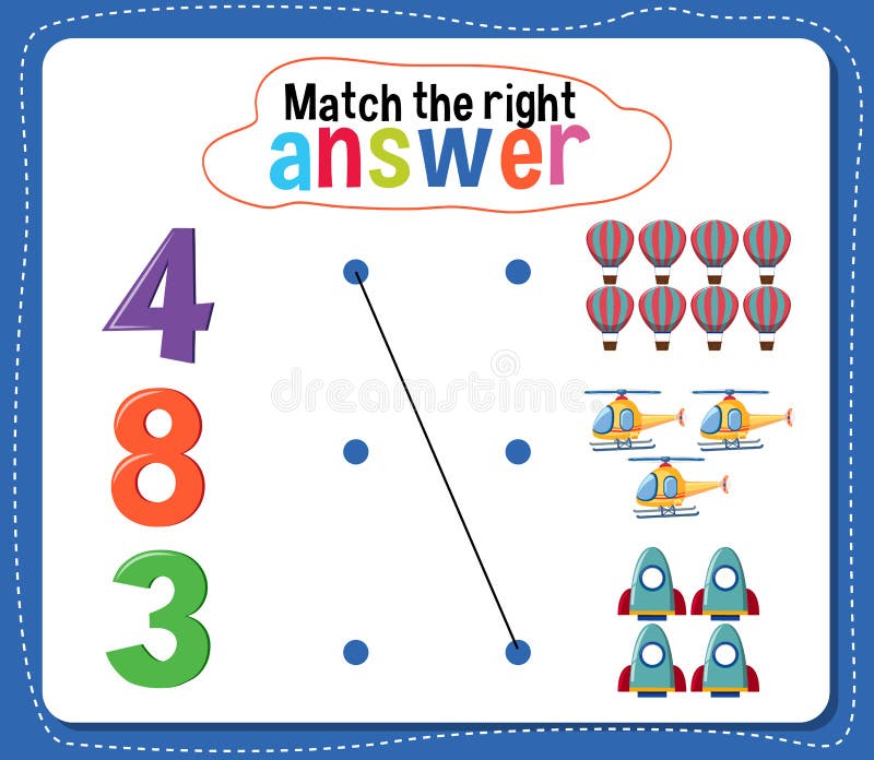 Match the Right Answer Activity for Kids Stock Vector - Illustration of ...