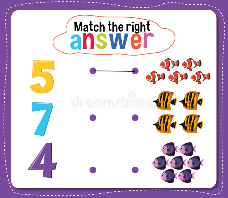 Match the Right Answer Math Worksheet for Kids Stock Vector ...